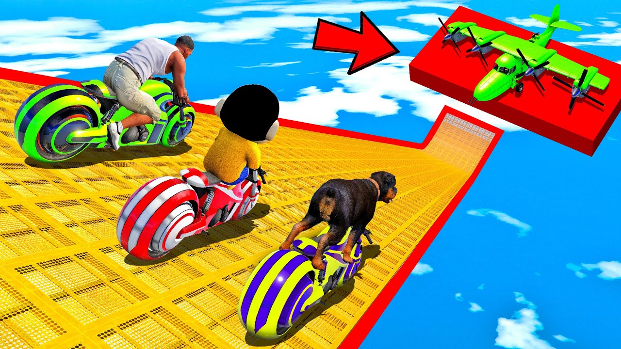 SHINCHAN AND FRANKLIN TRIED PLANE TROPHY END MEGA RAMP JUMP CHALLENGE ...