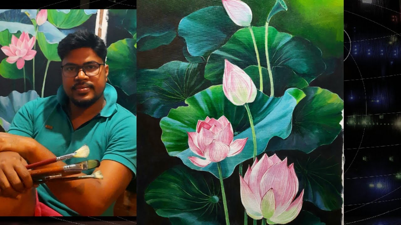 Lotus Painting in Acrylics: Step-by-Step Tutorial || How to Paint a ...