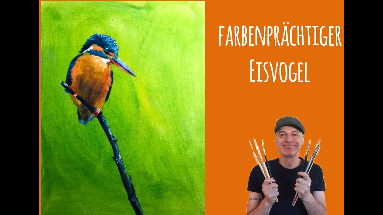 Malen eines farbenprächtiger Eisvogels 🎨🦜 | Acryl malen | Tutorial | Farben mischen - YouTube