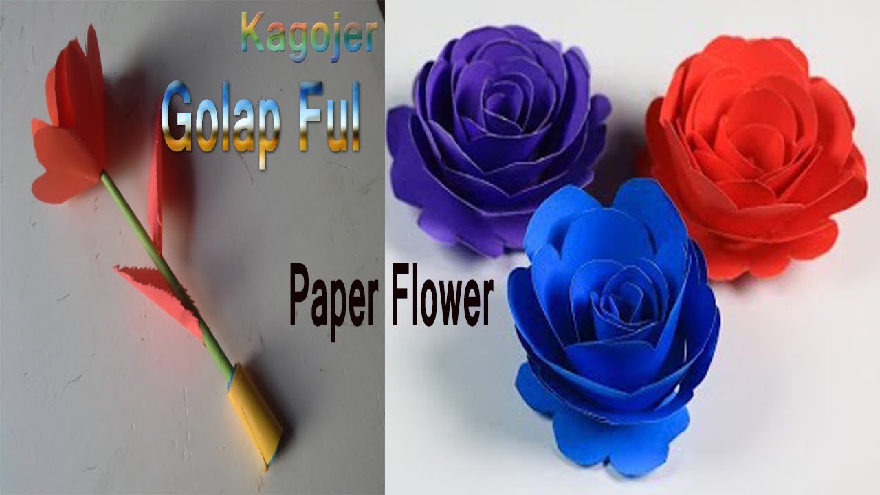 Kagojer Golap Ful Banano Deccan || Paper Flower || kagojer Ful ...