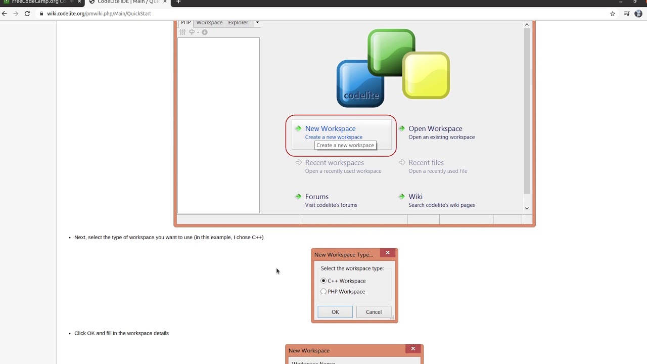 Codelite Wiki Quickstart Hello World CPP C++ - YouTube