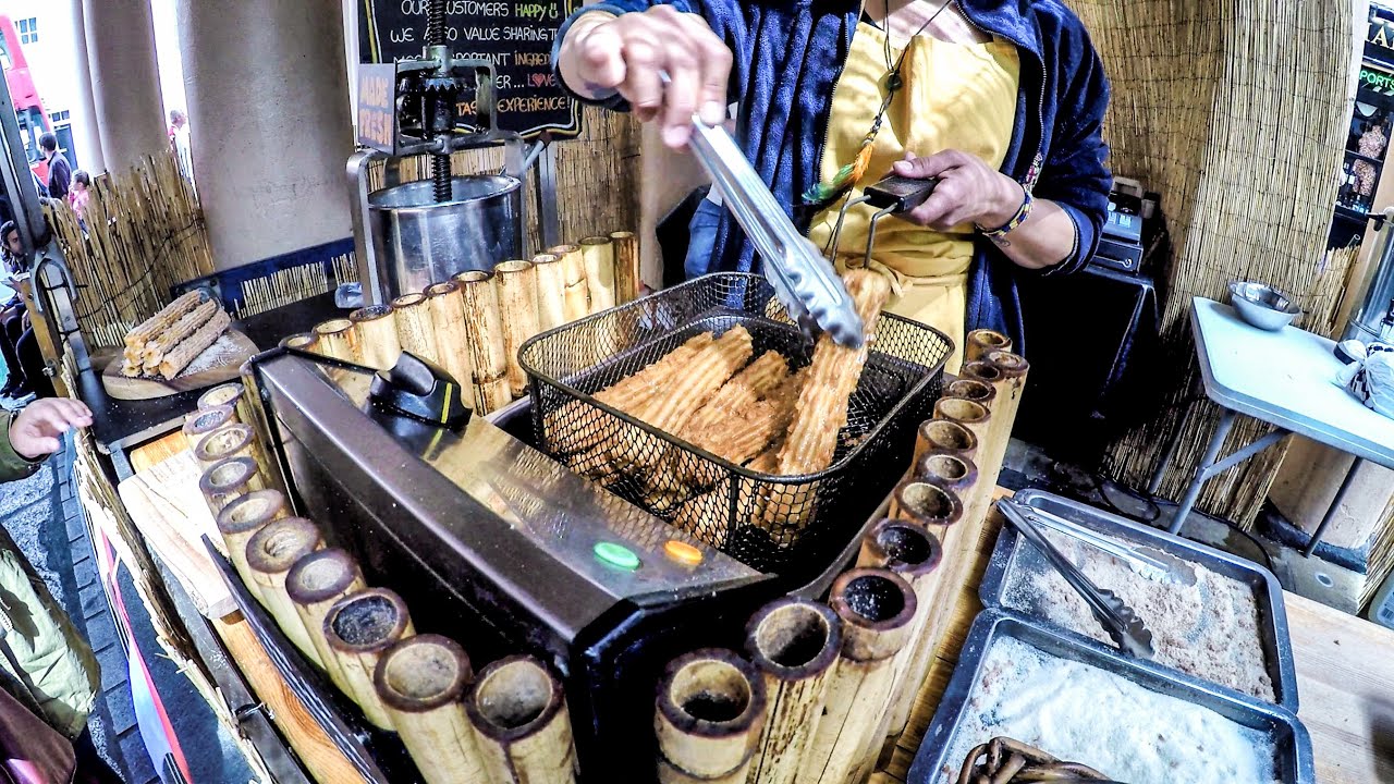 The Fried Churros from Brazil Tasted at Greenwich Market. London Street ...
