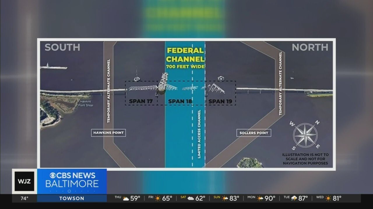 Fourth temporary channel to open around Key Bridge collapse site - YouTube