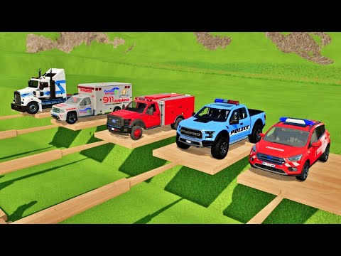 TRANSPORTING FORD POLICE, FIRE DEPARTEMENT, FIRE TRUCK, AMBULANCE ...
