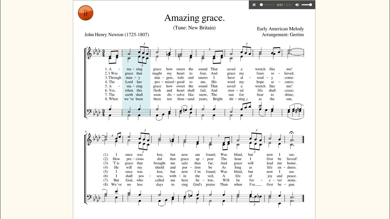 Amazing grace. 4 part SATB arrangement for mixed choir and/or ...