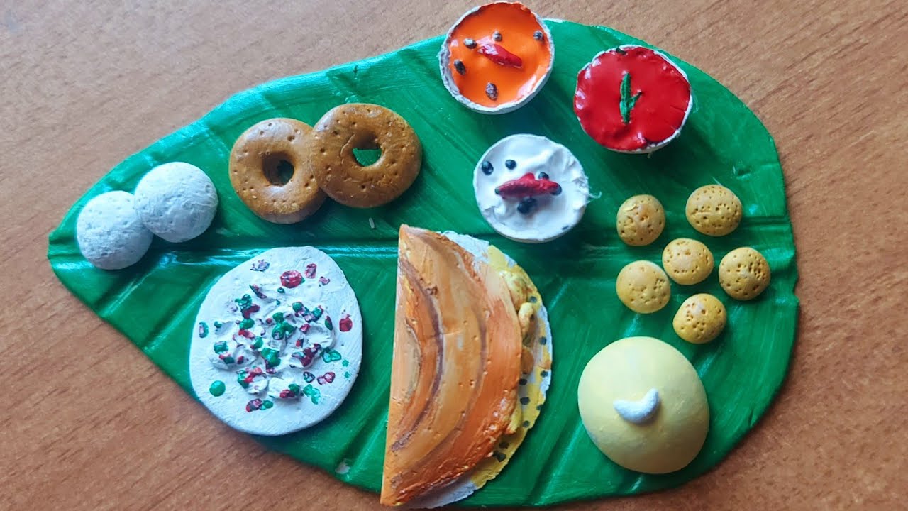 How to make clay miniature food | South Indian platter | clay art ...