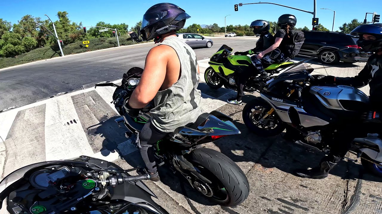 2 Ninja H2's Riding w/ Yamahas - YouTube