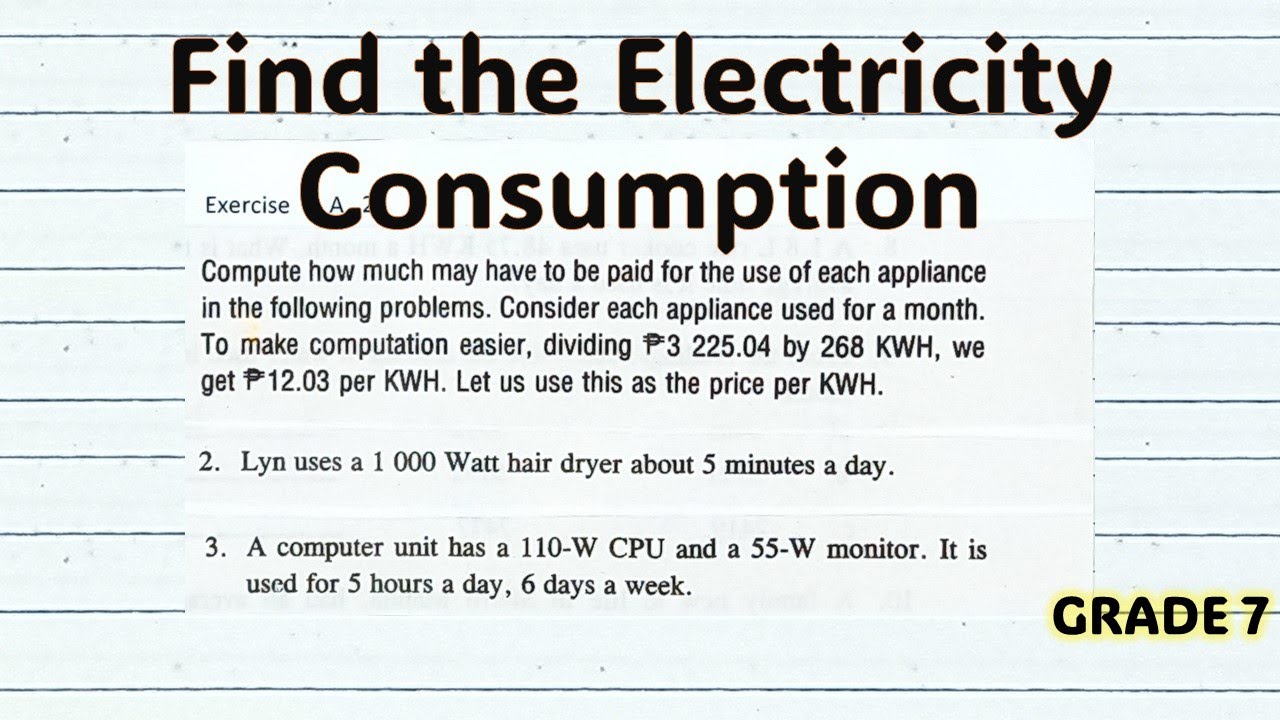 Math Grade 7 Find the Electricity Consumption - YouTube