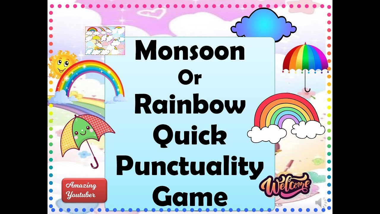 Punctuality Game for Monsoon Party | Rainbow Theme Punctuality Game ...