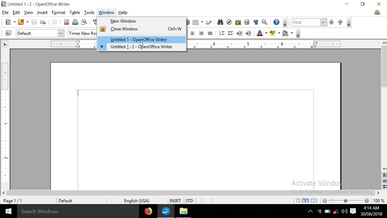 Open Office Writer Windows Menu - YouTube