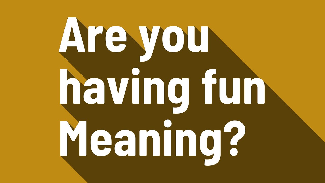 Are you having fun Meaning? - YouTube