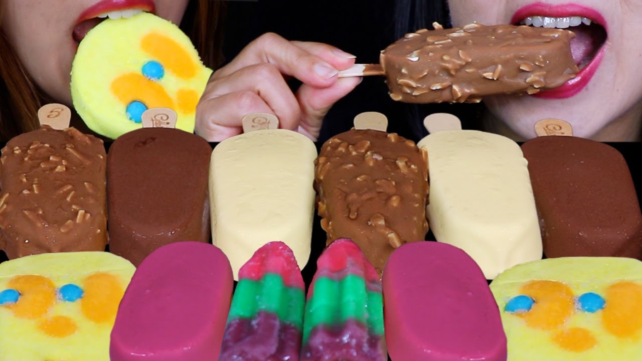ASMR ICE CREAM PARTY! GIANT MILK & WHITE CHOCOLATE ICE CREAM BARS ...