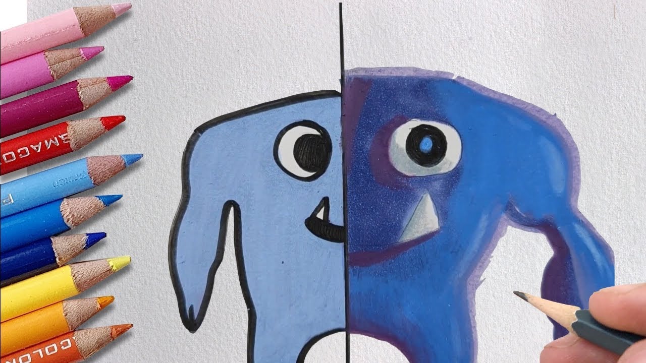 How to draw Grey Monster Cartoon vs Realistic from Garten of Banban ...