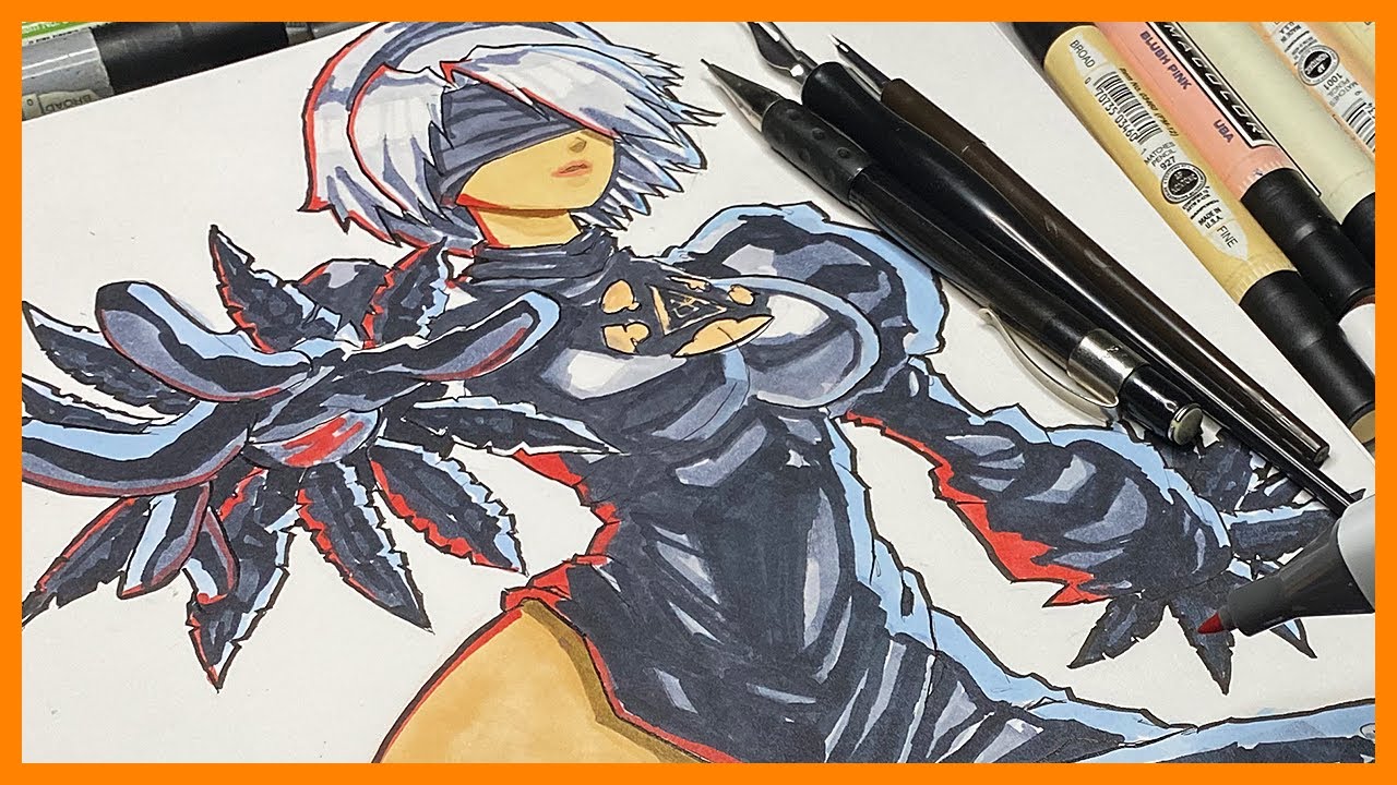 DRAWING - 2B from NieR Automata - YouTube