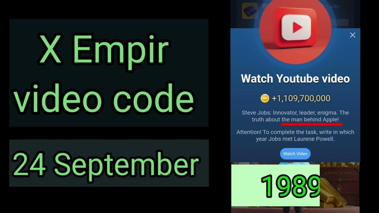 X Empire video code 24 September #xempireairdrop #xempiredailycombo #xempireriddleoftheday - YouTube