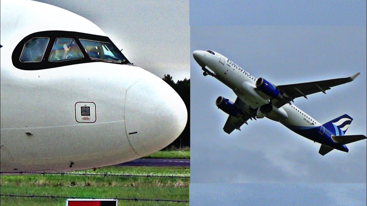 Aegean Pilot Wave ! Airbus A320 Plane Spotting Landing & Takeoff at ...