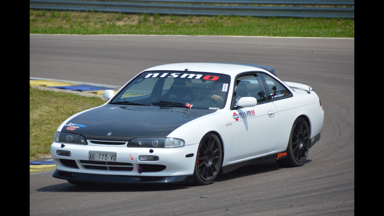 Nissan Silvia S14 on track: powerslide, flames & more - JCM 2k15 - YouTube