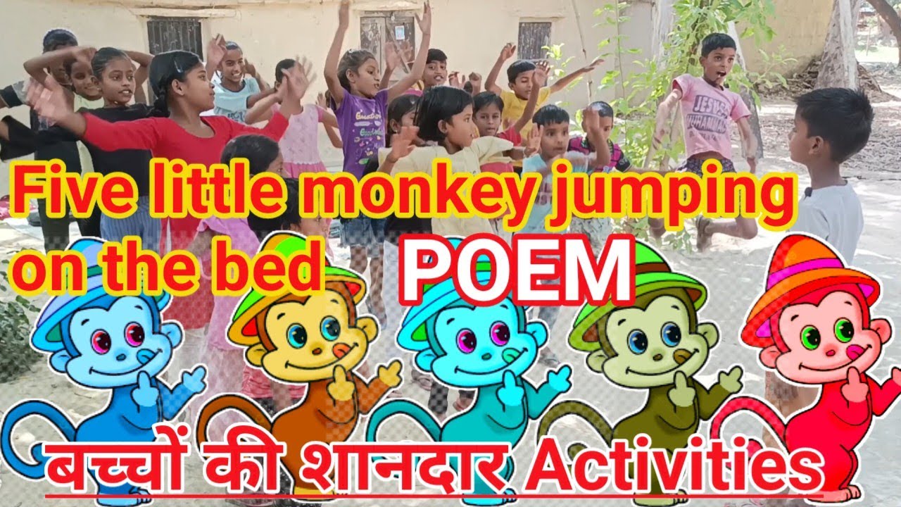 Five little monkey jumping on the bed | #poem #balgeet #englishpoem # ...
