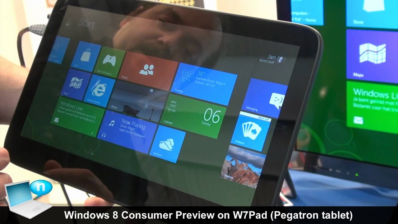 Windows 8 Consumer Preview on W7Pad (Pegatron tablet) - YouTube