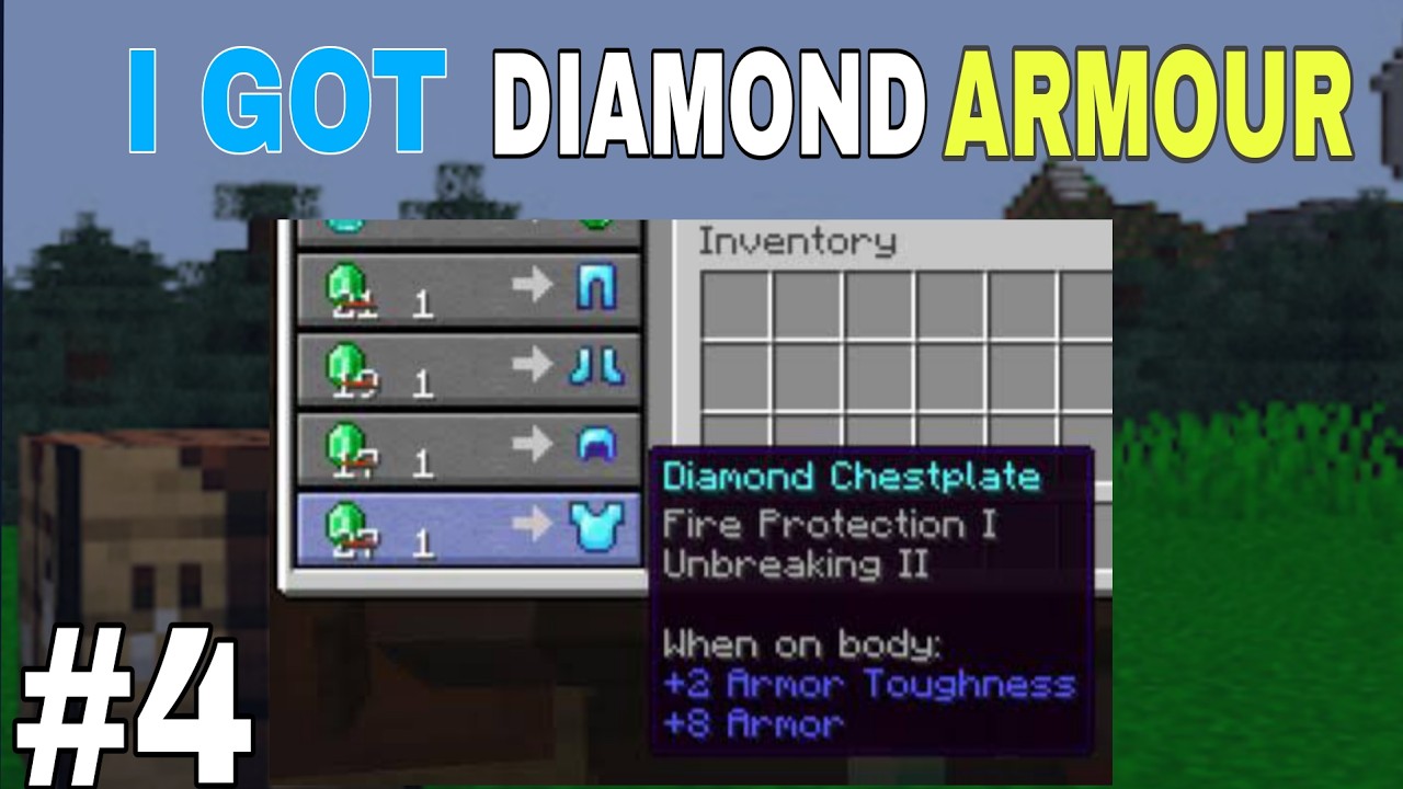 trading diamond armour from Villager with 1 emerald! - YouTube