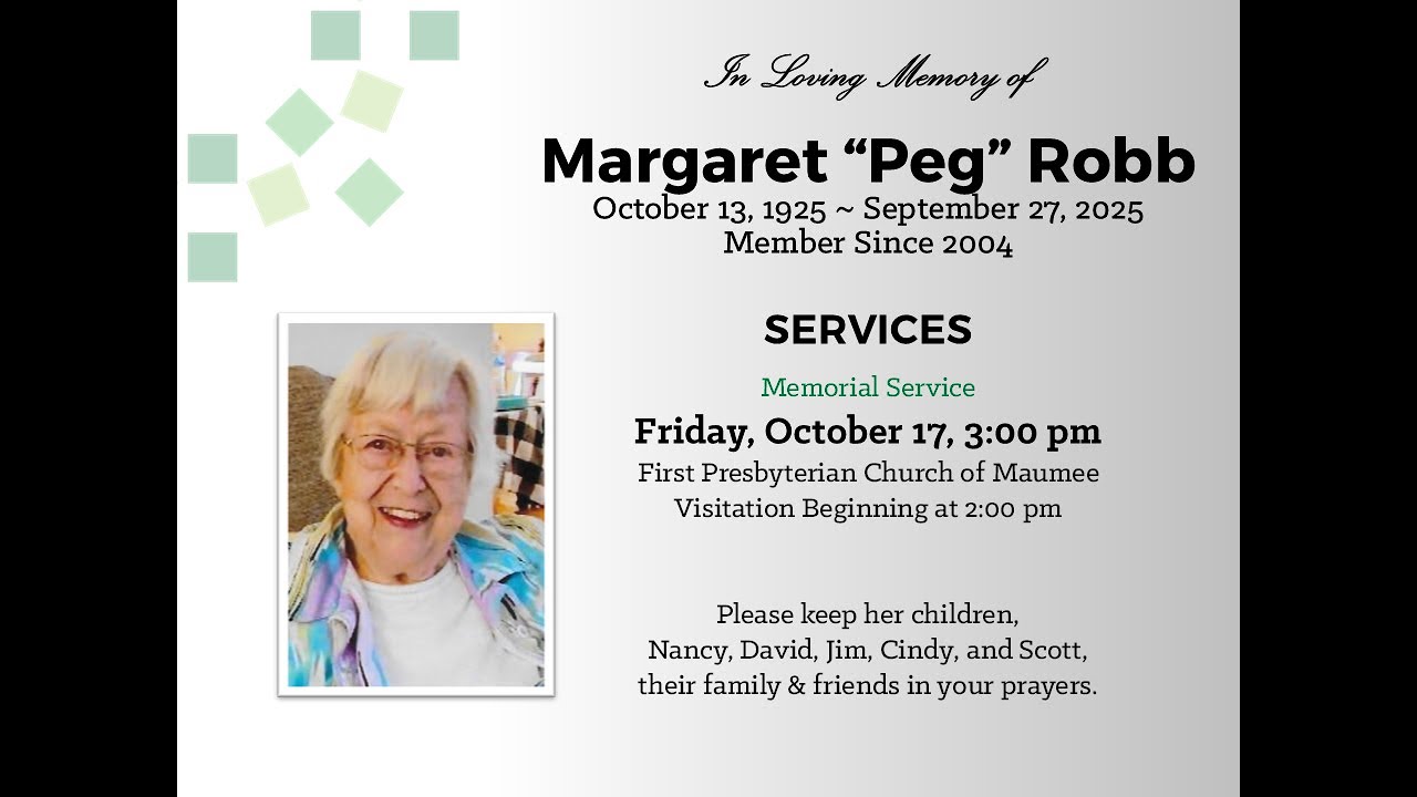 Margaret "Peg" Robb Memorial Service - October 17, 2025 - YouTube