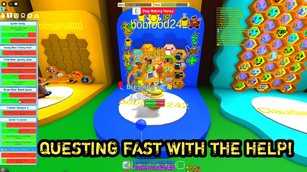Questing fast with the help! Progress made In Bee Swarm Simulator ...