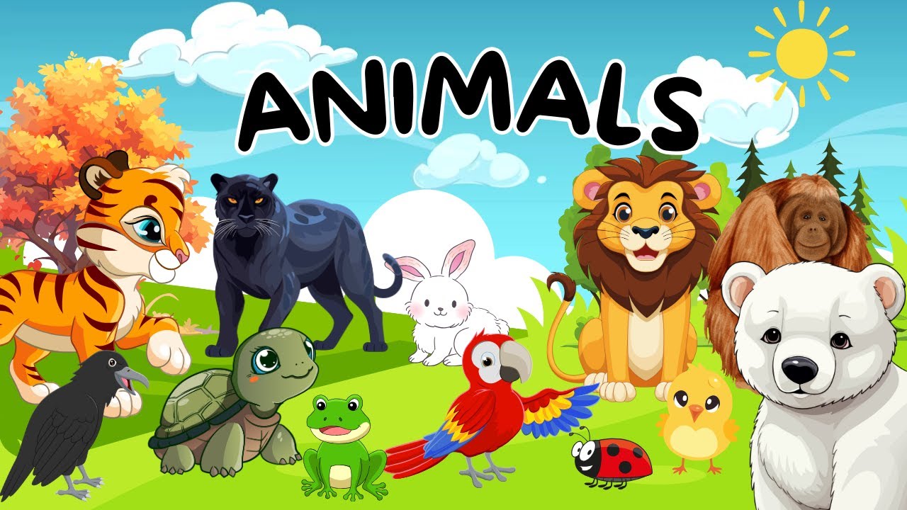 🌈🐆 Animals for Kids | Learn Animal Names and Colors in Hindi & English ...