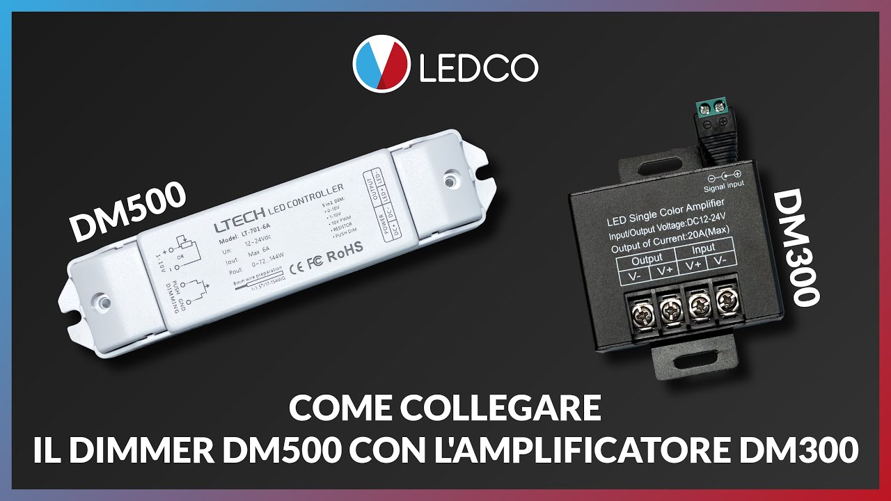 Come collegare il Dimmer DM500 con l'amplificatore DM300 - YouTube