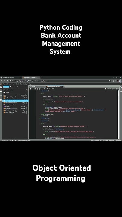 Python Programming || Object Oriented Programming || Bank Account Management System | #shorts # ...
