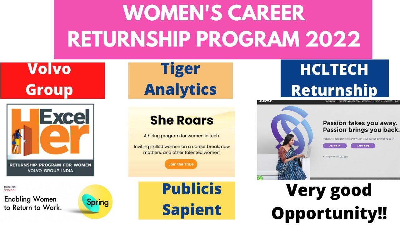 Return to work program for Women | HCLTech | Publicis Sapient | Volvo ...