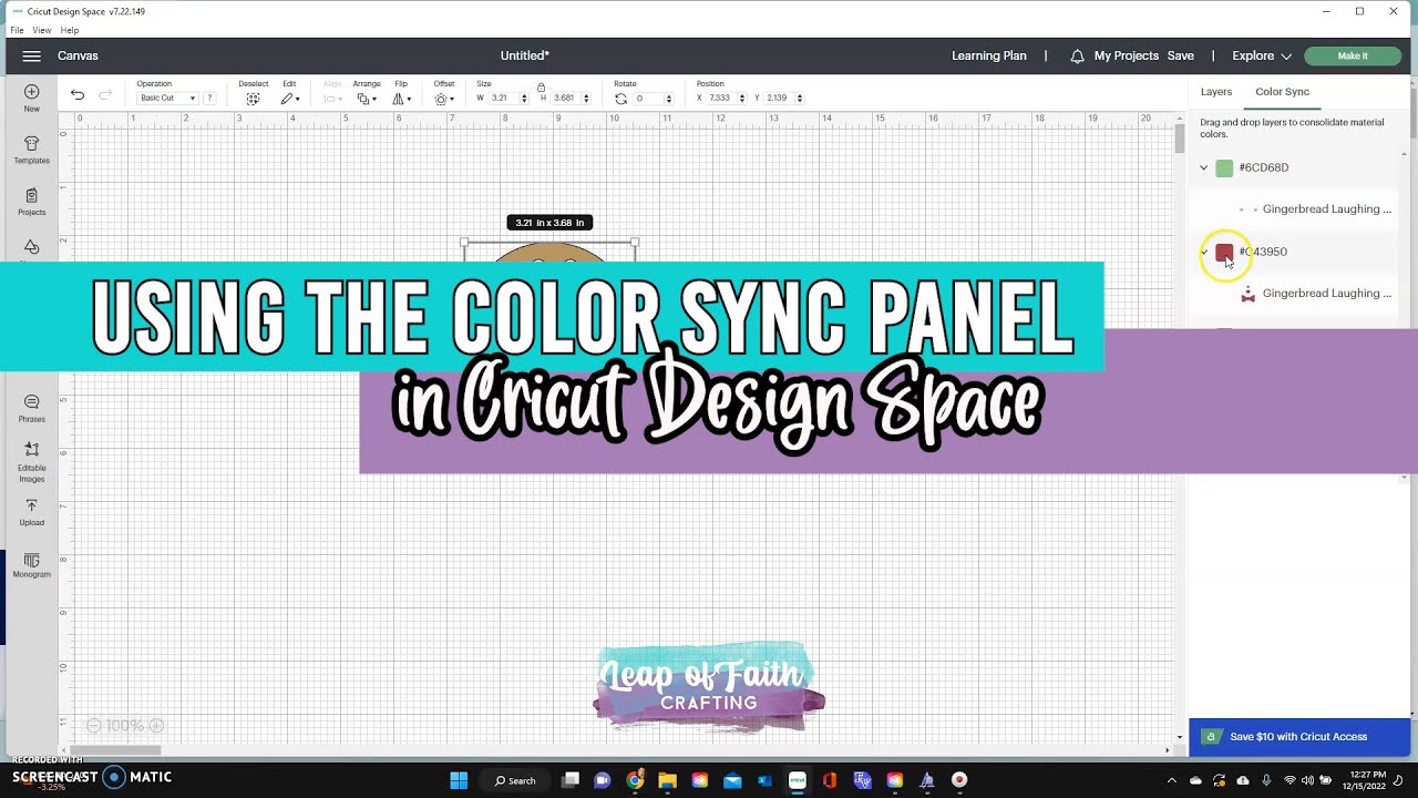 Using the Color Sync Panel in Design Space - YouTube
