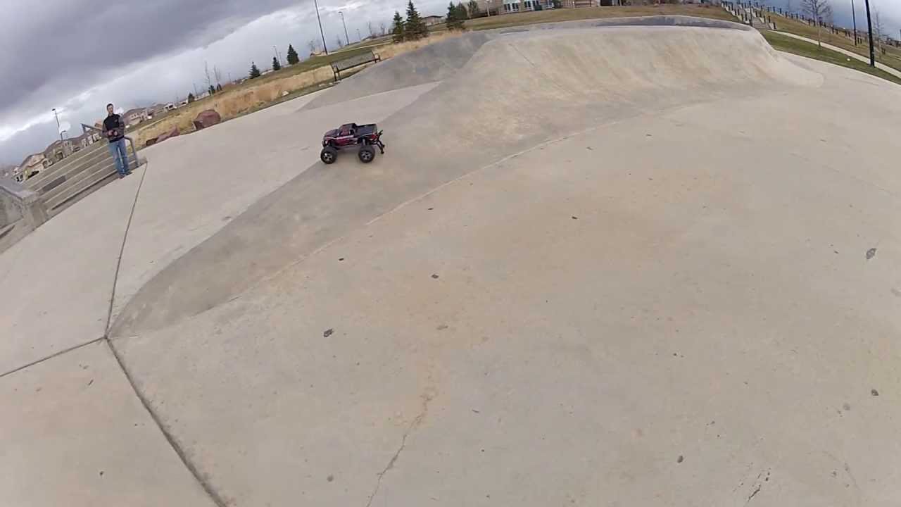 Traxxas Stampede RC Car Jumping Skate Park Ramps - YouTube