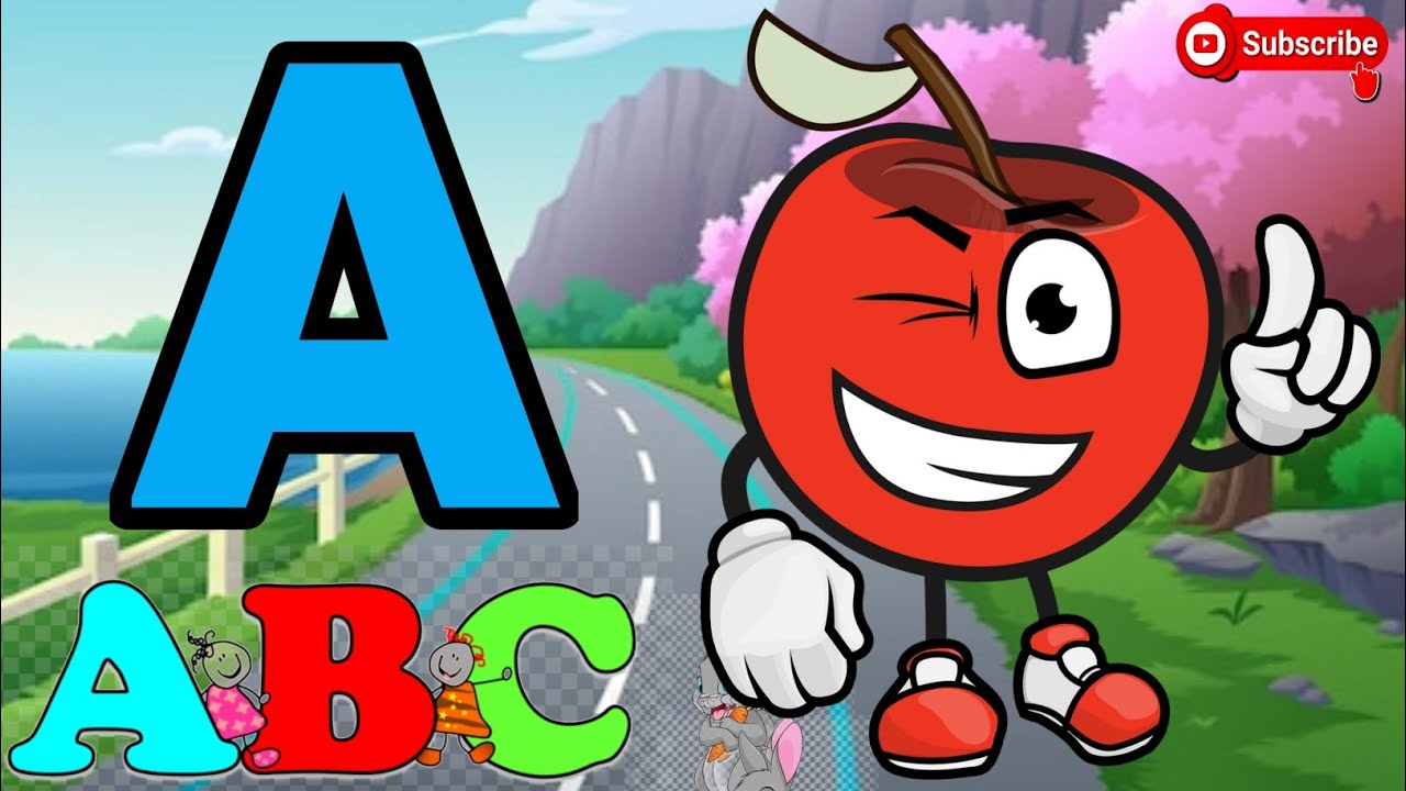 A for apple b for ball small children kids video ABCD cartton nursery ...