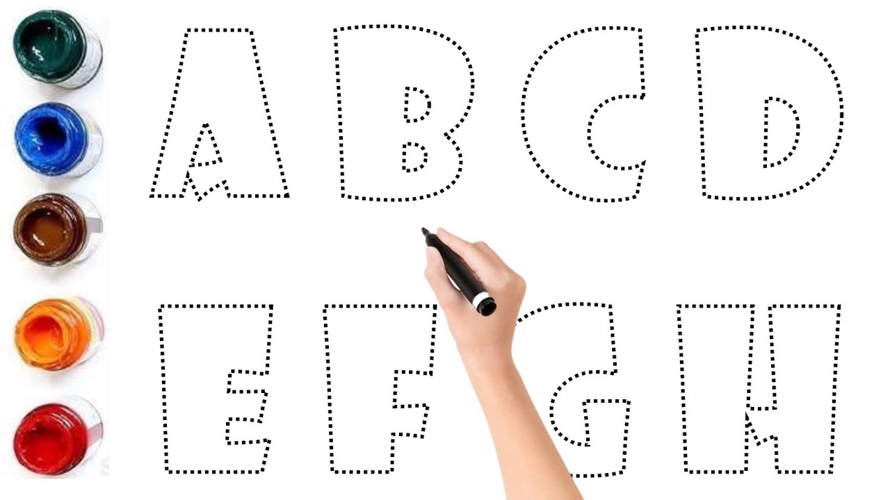 Alphabet Uppercase Letters ABCDEFGH For Kids /Tracing & Coloring Step ...