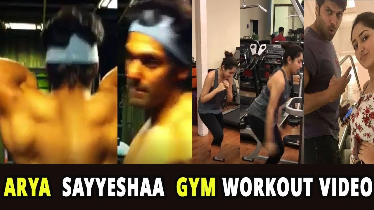 Actor ARYA And SAYYESHAA At Gym Work Out FULL VIDEO - YouTube