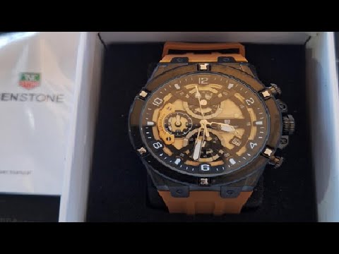 senstone Mens Watch with Rubber Strap Quartz Analog Multifunction ...