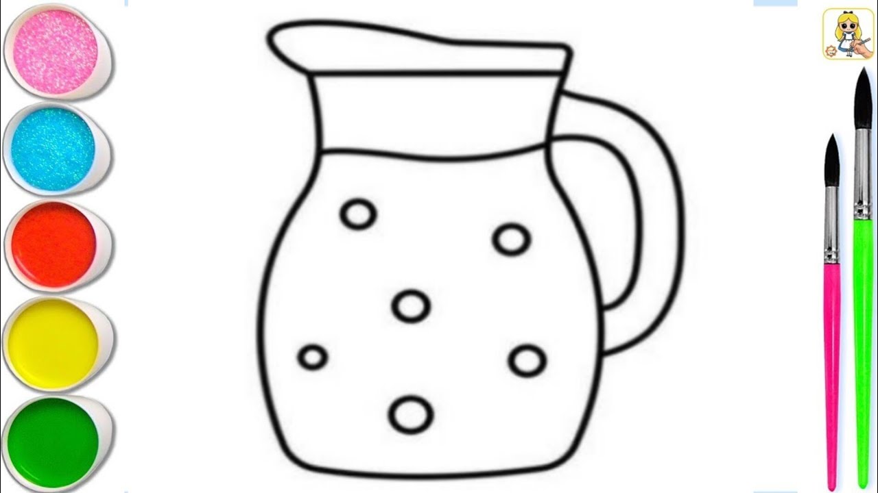 How to draw Jug🍺 step by step || easy jug coloring drawing || jug ...