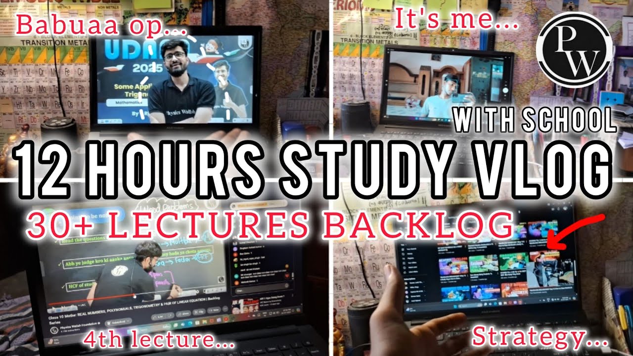 12 HOURS STUDY..!🤯30+ Lectures backlog Completing series.!As a 10th grader #studyvlog # ...