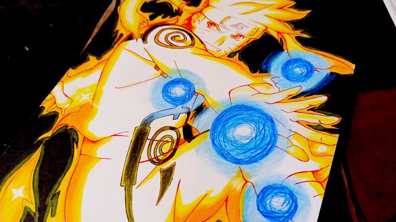 Drawing Naruto (Kurama Chakra Mode) | Naruto Shippuden - YouTube