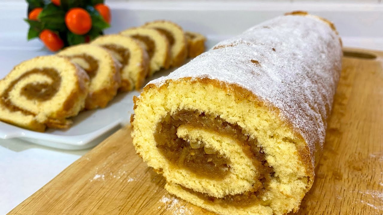🙈 ONE SLICE IS NOT ENOUGH 🤫 WINTER CAKE 🍎 Apple Roll Cake Recipe 🍥 ...