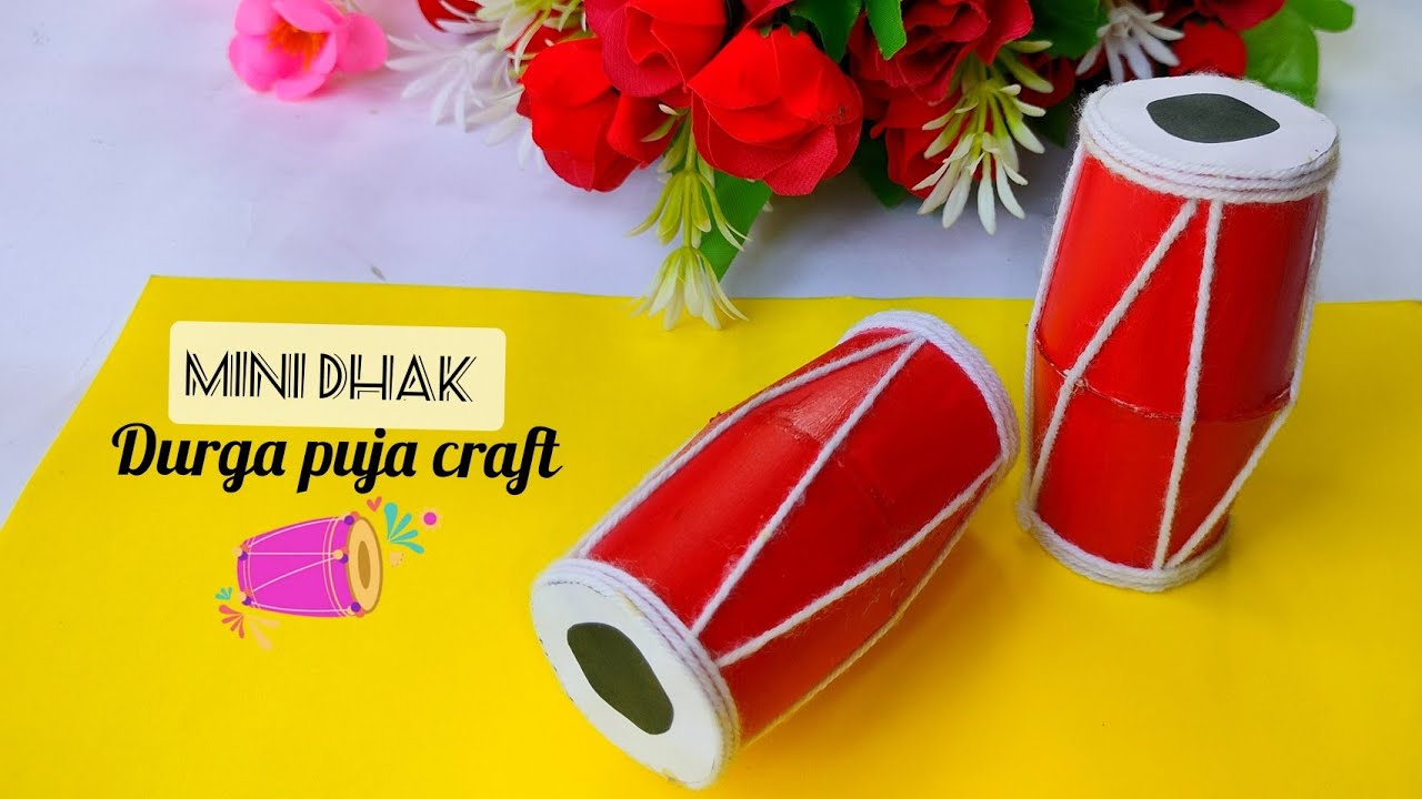 Mini Dhak/Durga Puja Special Craft/Durga Puja Mini Dhak/Dholak making ...
