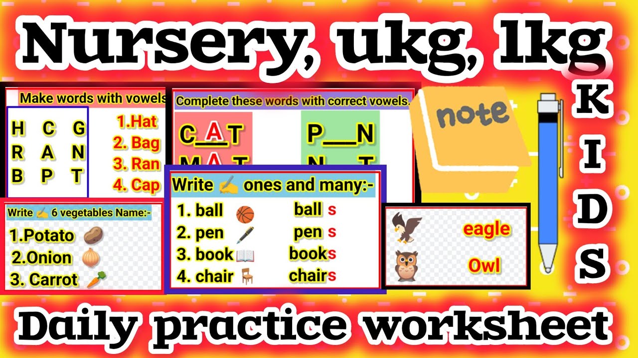 English Worksheets For Nursery, LKG,UKG -Improve Vocabulary & Grammar ...