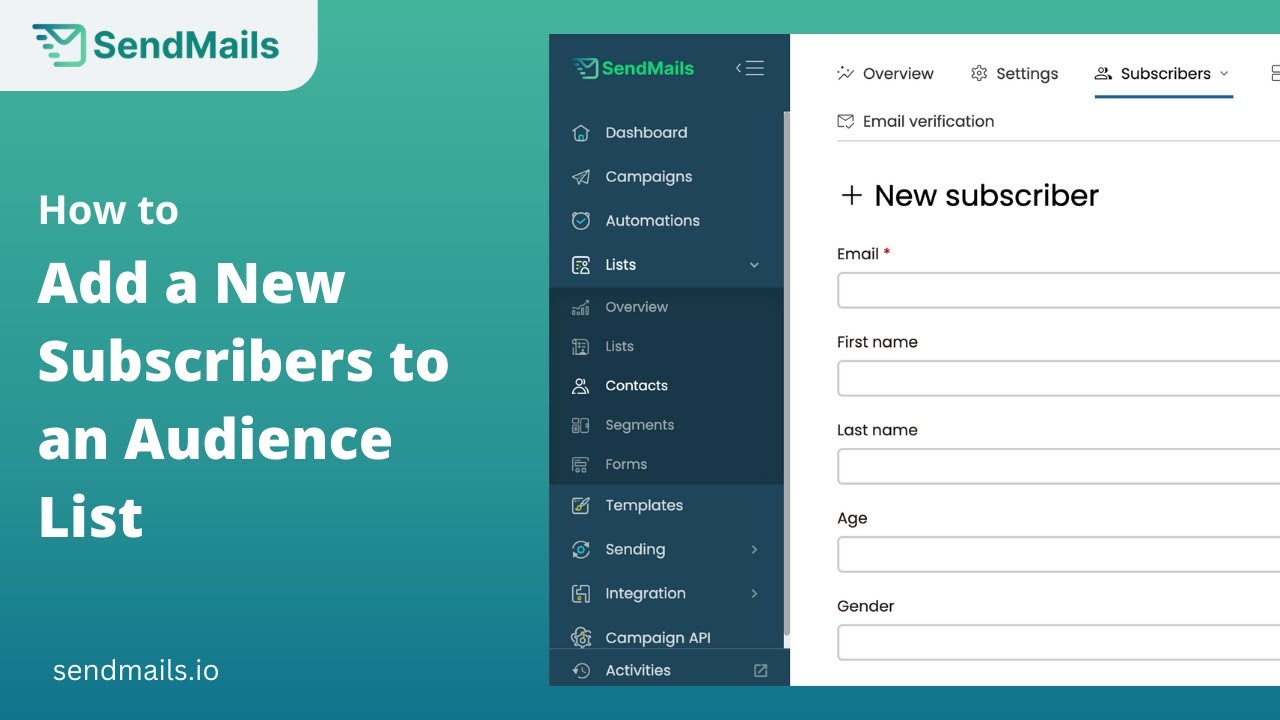 How to Add a New Subscriber to an AudienceList | SendMails.io - YouTube