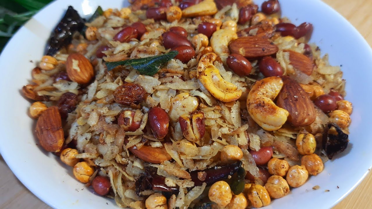 Poha namkeen Recipe/Roasted poha Namkeen Homemade Poha chivda Snack ...