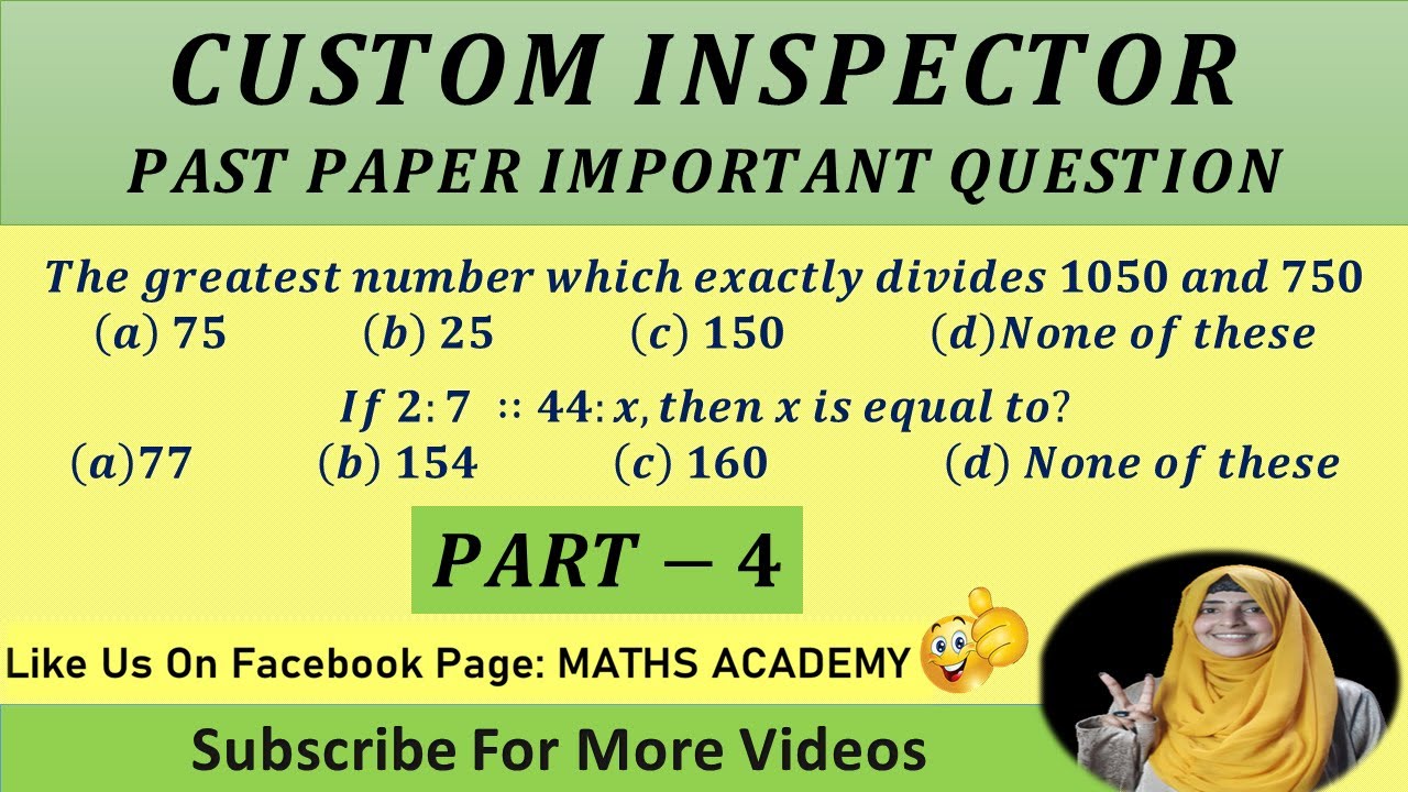 Custom Inspector Past Paper Questions | Intelligence Officer | Maths ...