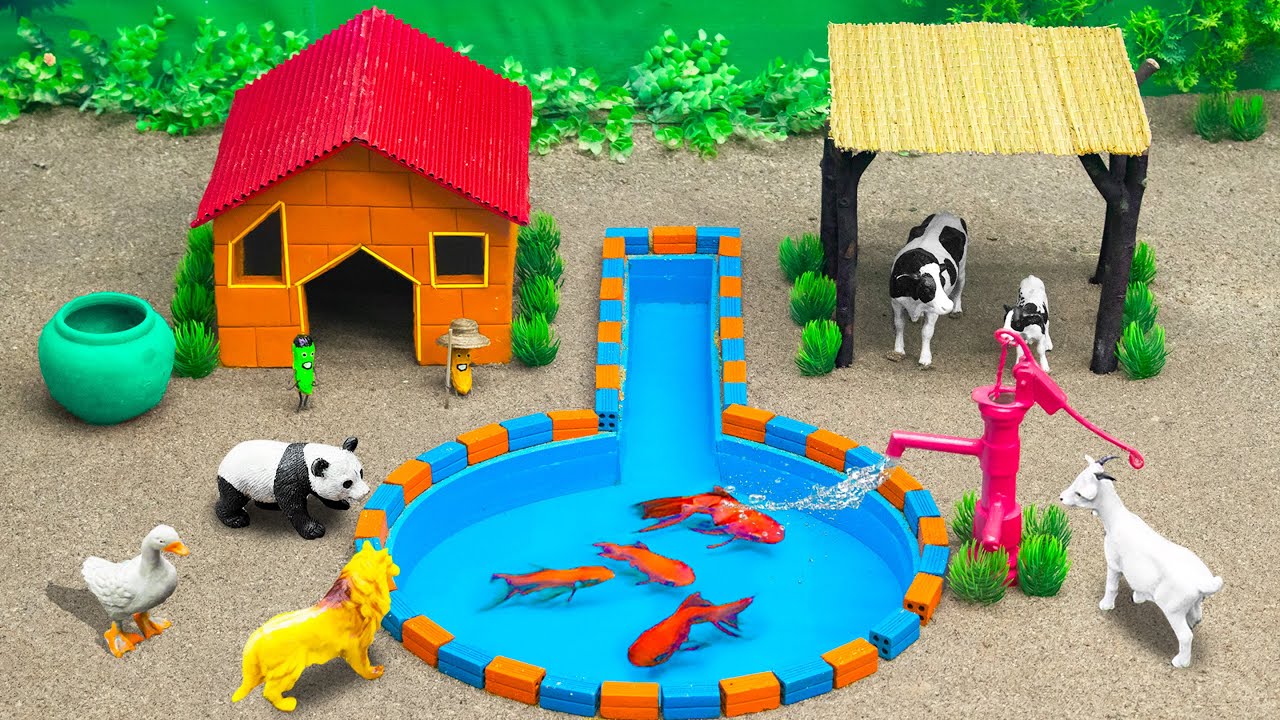 Design a unique DIY Mini Farm with Water Pool for Cattle and Mini Hand ...