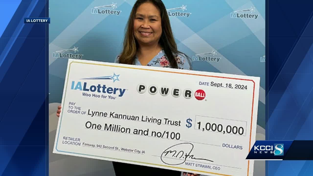 ‘I think I won $1 million!': Iowa woman claims Powerball prize - YouTube