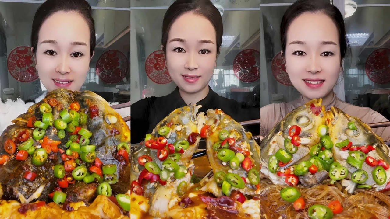 ASMR Eating Fish Head Mukbang | Chinese Food Eating Challenge | Chinese ...