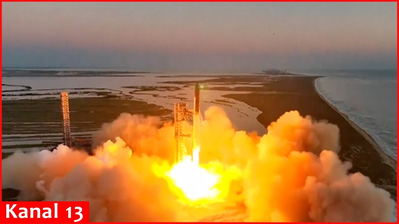 Mechanical SpaceX arms catch Starship rocket booster back at the launch ...