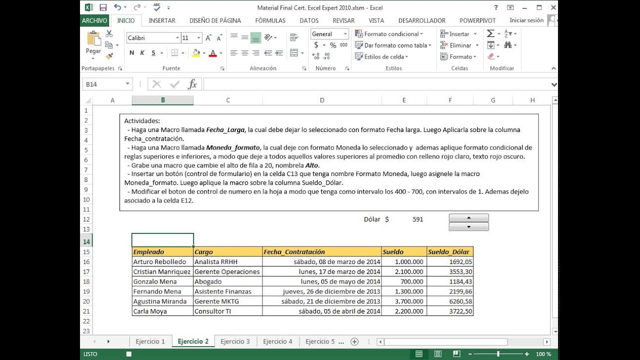 Material Cert. Excel Expert - Ejercicio 2 - YouTube